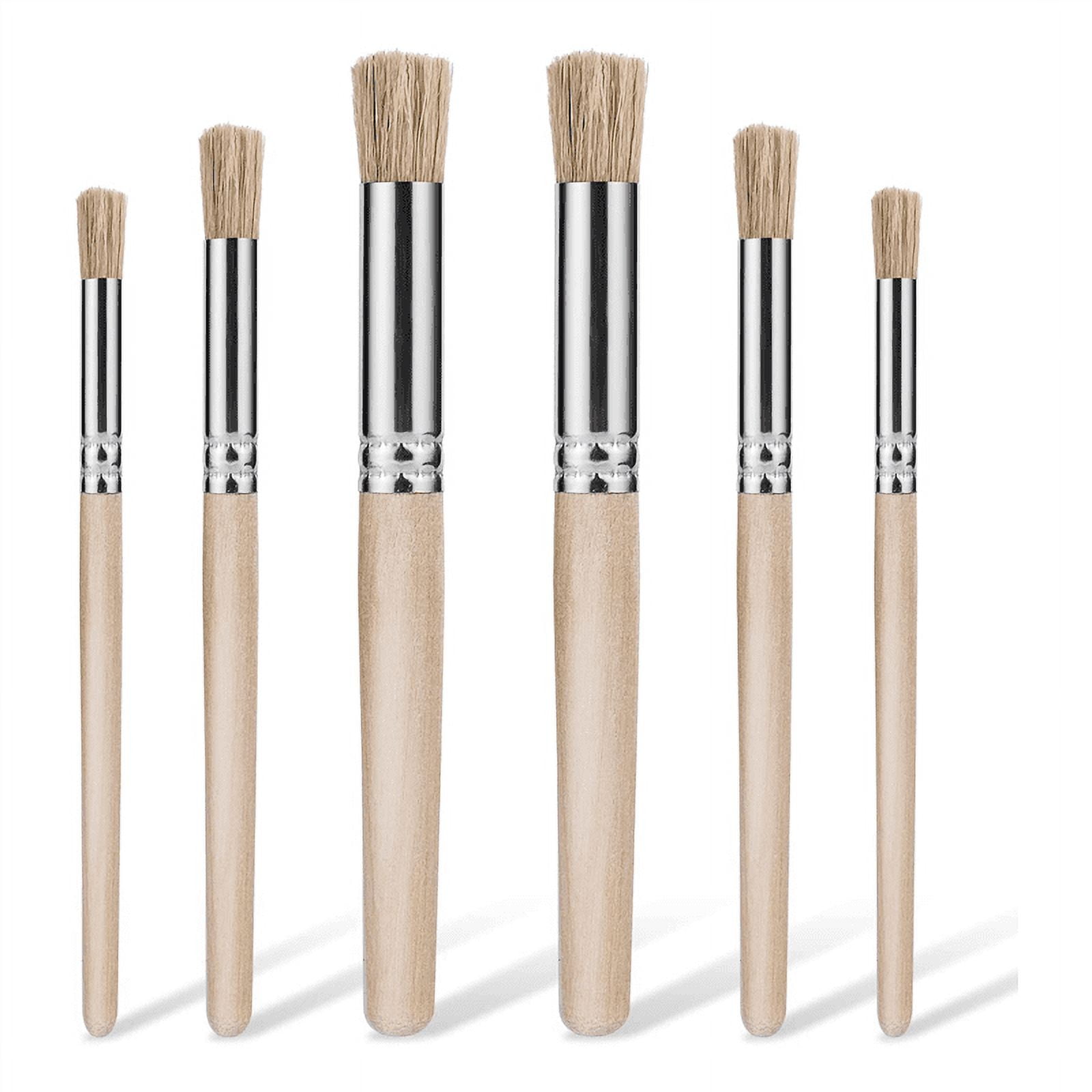 6Pcs Wooden Stencil Brushes for Painting on Wood, Natural Bristle Brush ...