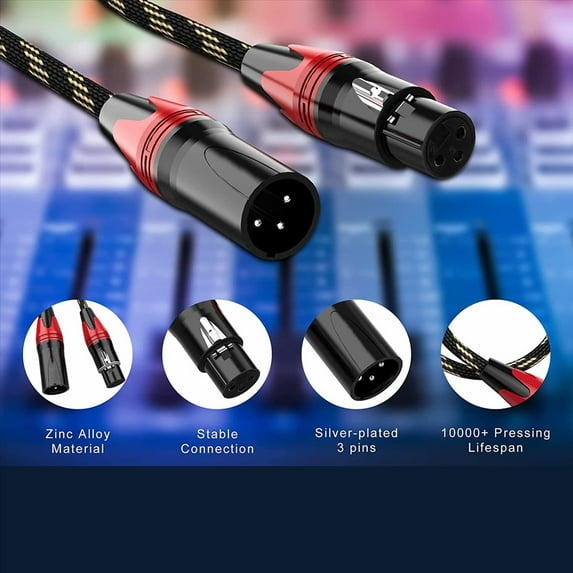 6Pcs XLR Cables, XLR Male to Female Mic Cable, 3-Pin for Mic Mixer ...
