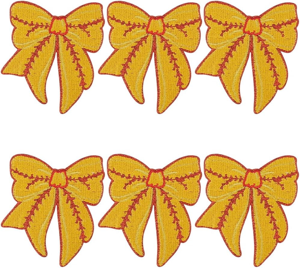 6Pcs Yellow Patches Iron On Baseball Pattern Embroidered Sew On ...