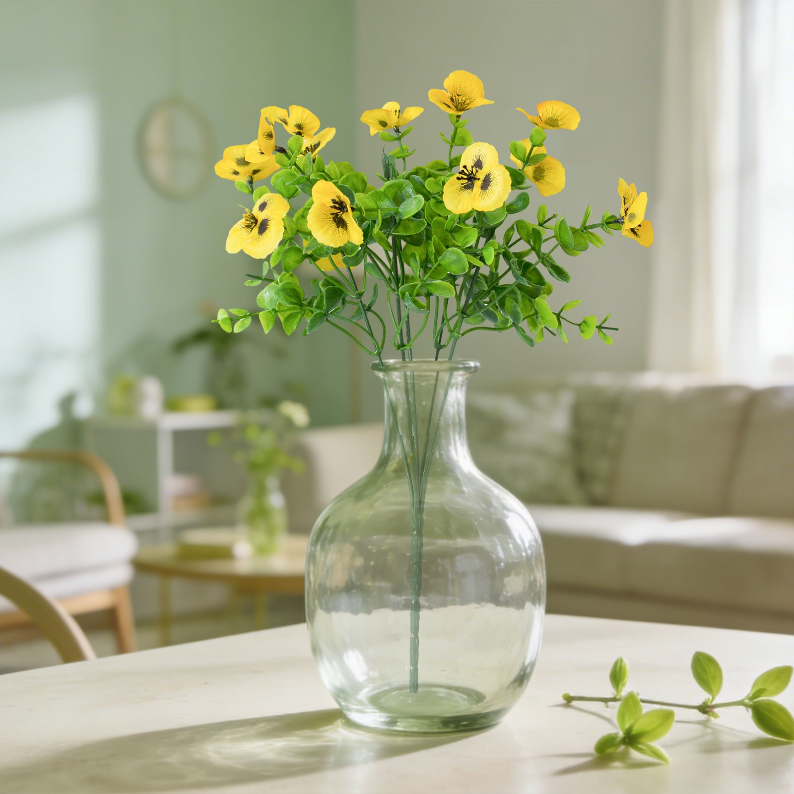 6Pcs Yellow Simulated Pansies, Cyenie Artificial Pansy Bouquet Pansy ...