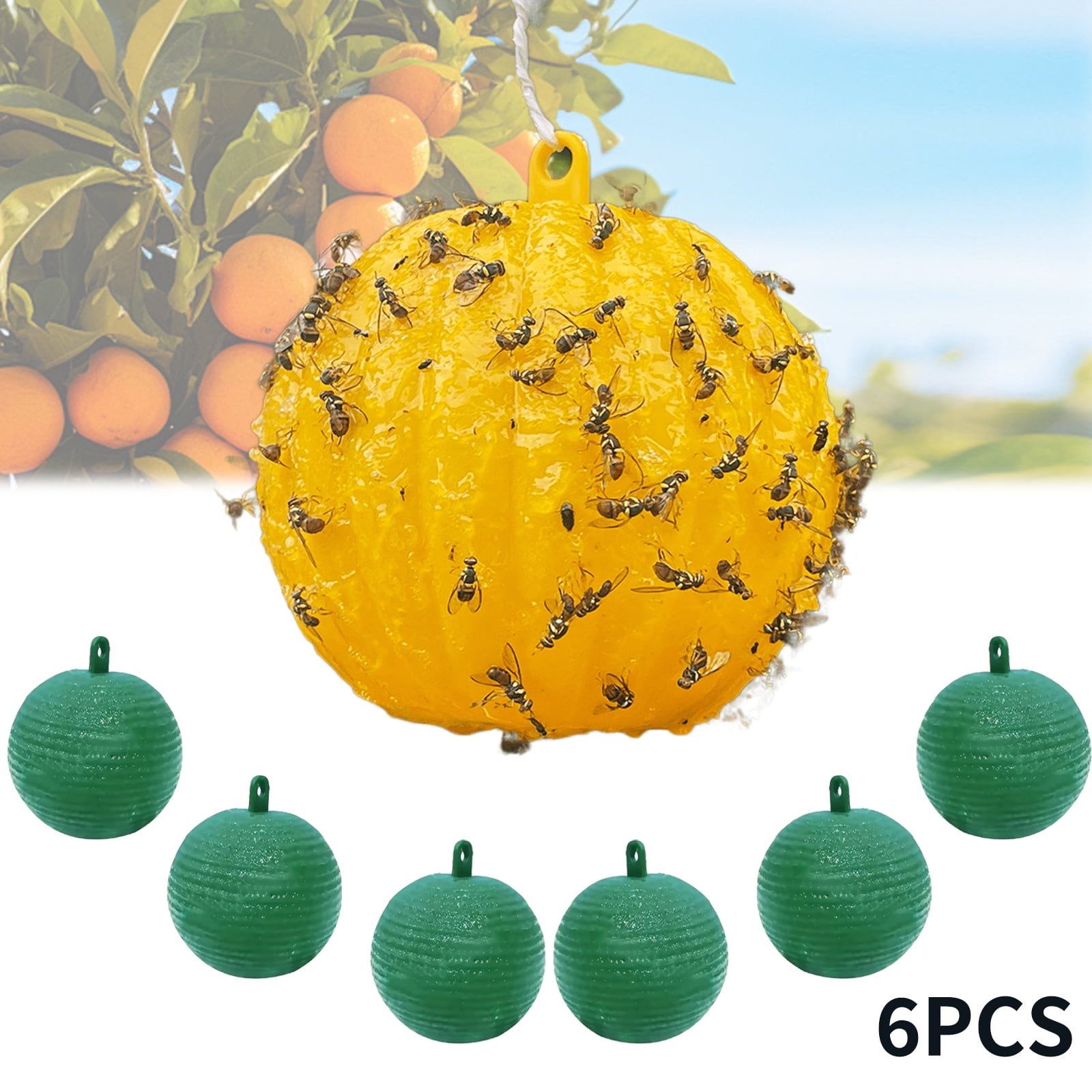 6Pcs Yellow Sticky Balls For Flying Insect Control - Indoor & Outdoor ...