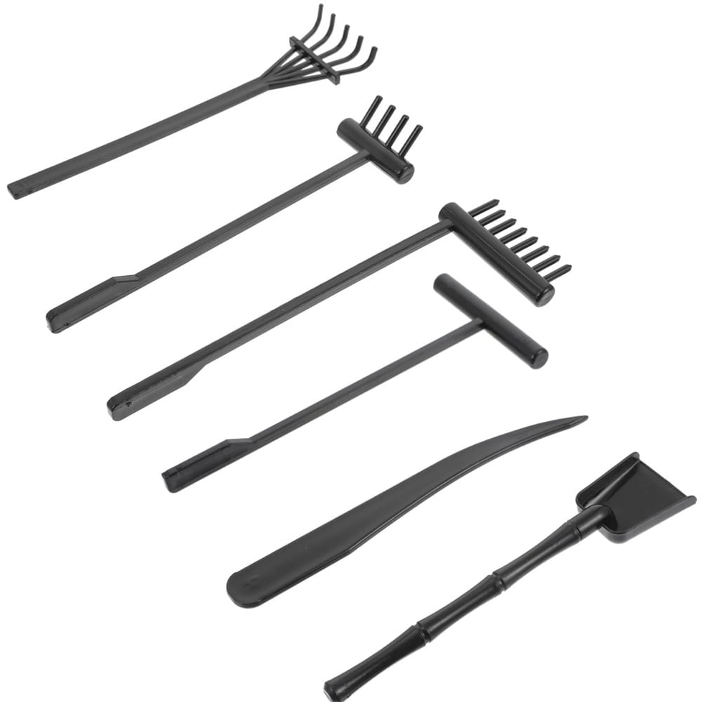 6Pcs Zen Garden Tools,Black Sandbox Rake,Small Meditation Sand Zen Rake ...