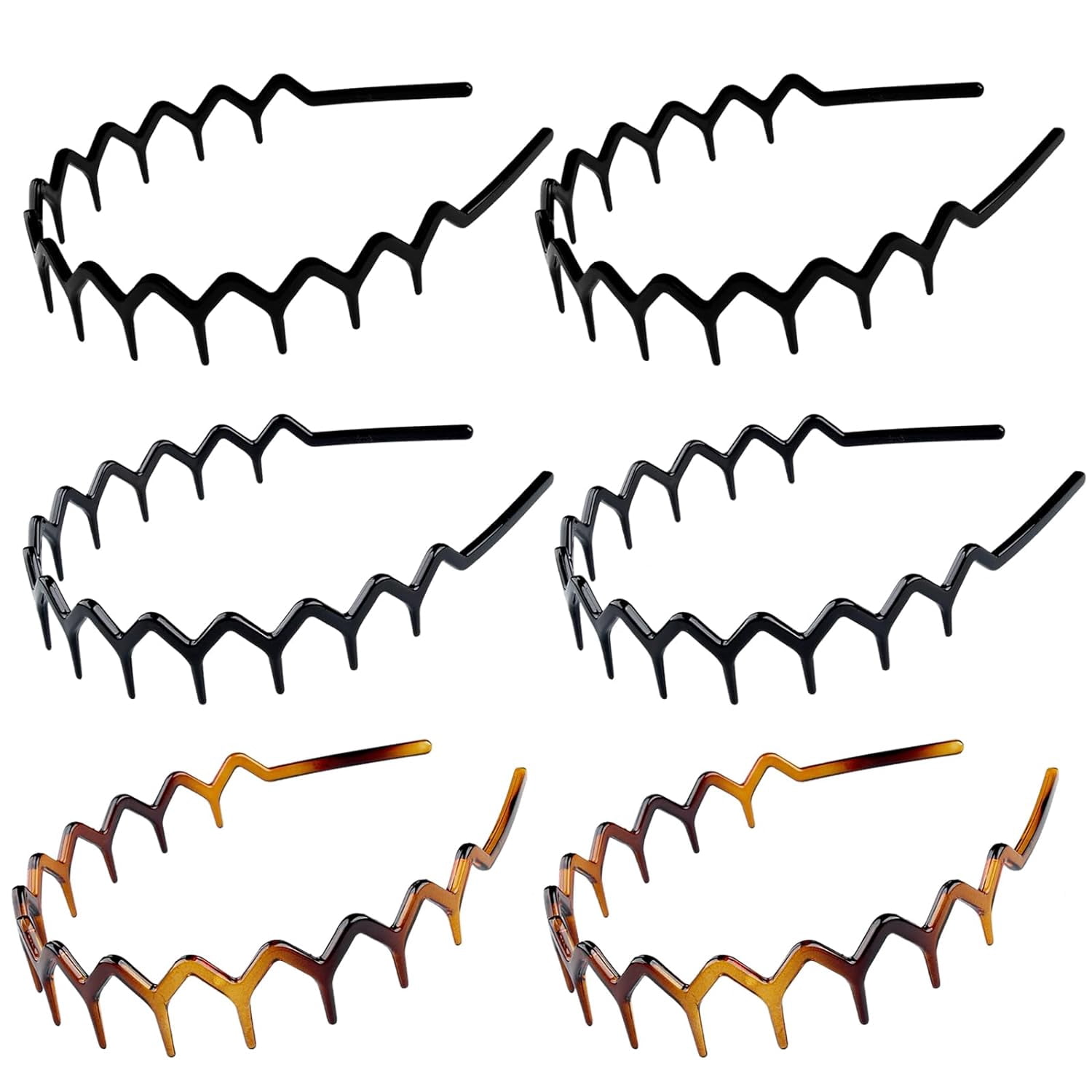 6Pcs Zig Zag Shark Tooth Headbands Comb Zigzag Plastic Hoop U Shaped ...