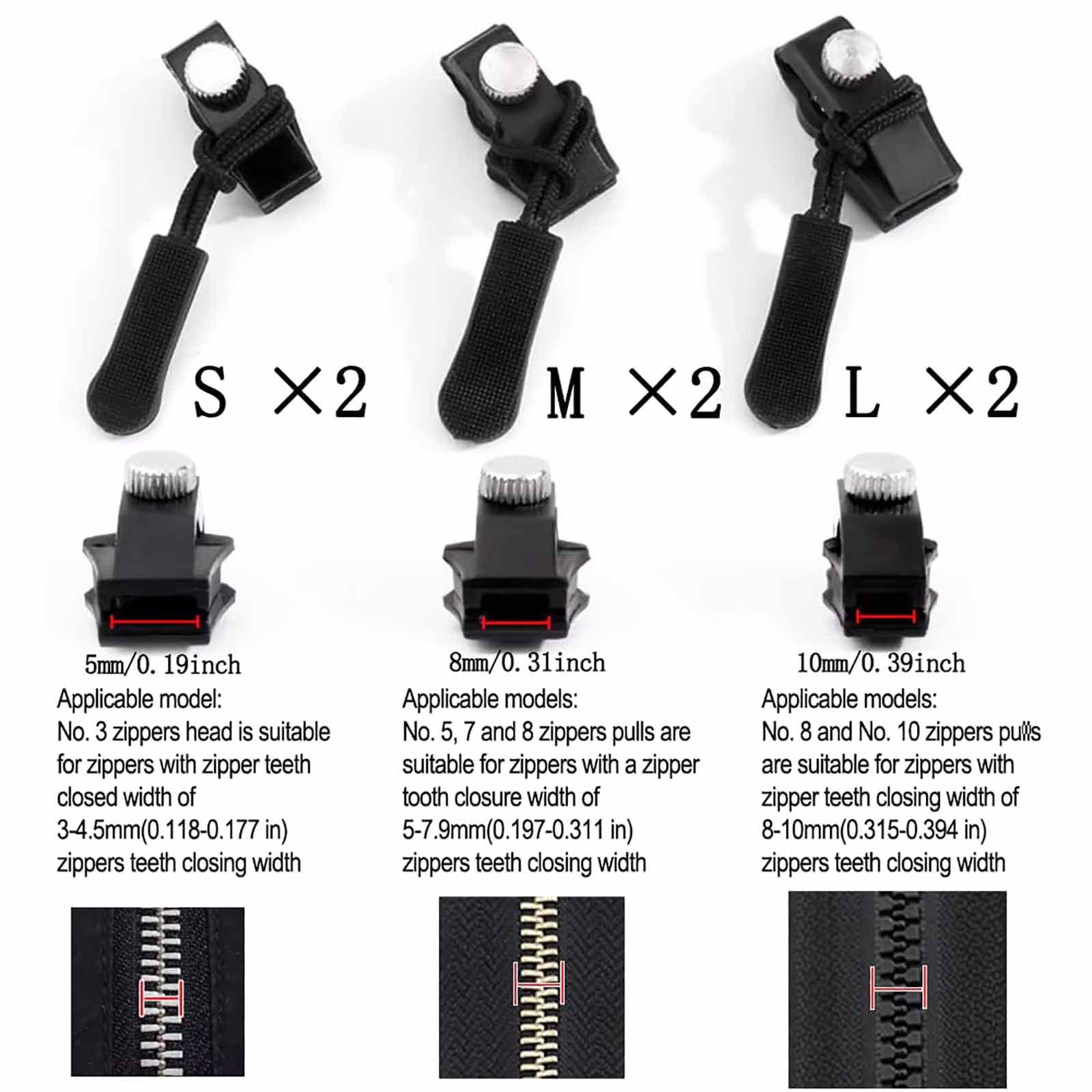 Clearance Zipper under $3 6Pcs Zipper Kit Instant Zippers Replacement ...