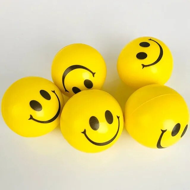 6Pcs/lot 6.3cm Smiling Foam Ball Squeeze Stress Ball Relief Toy Hand ...