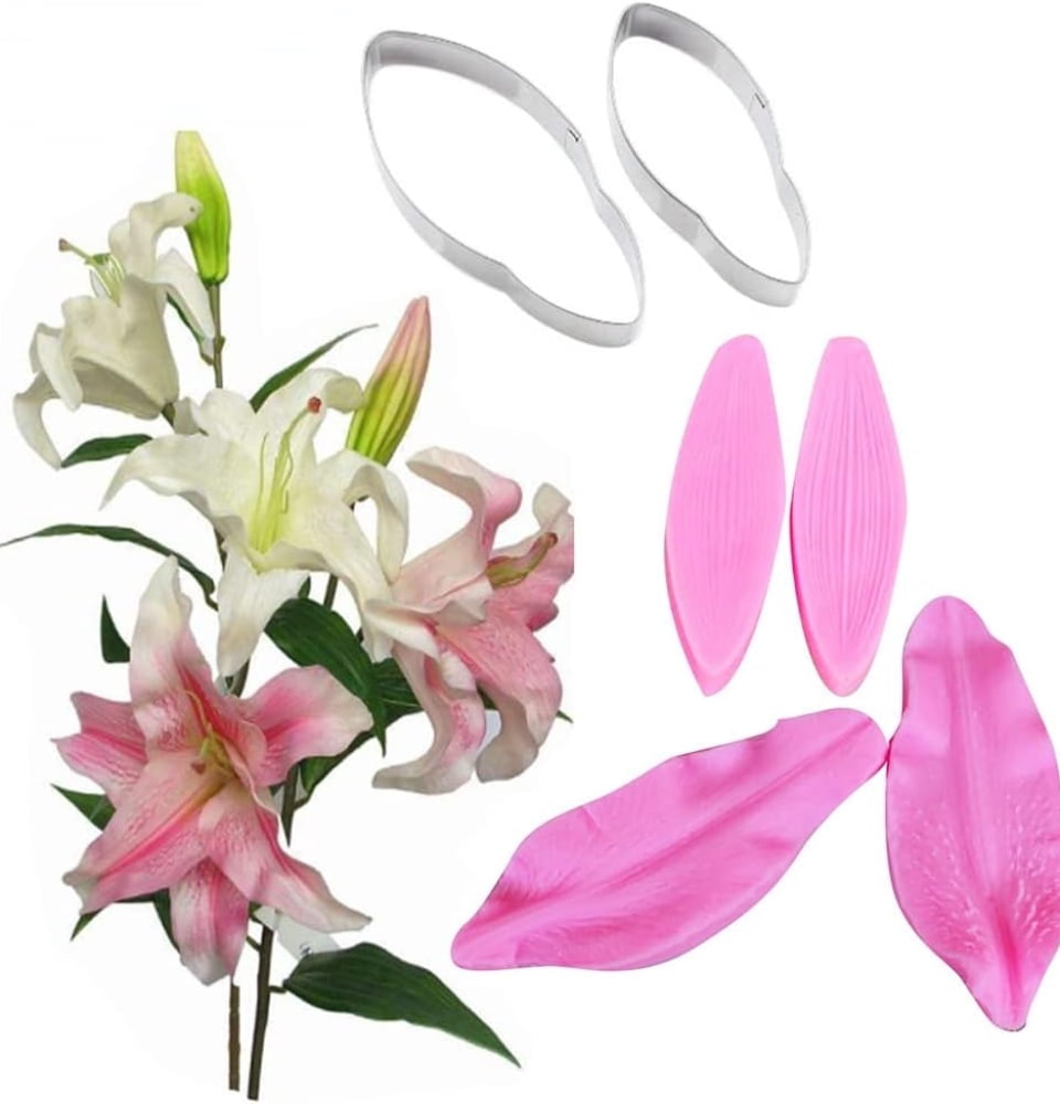 6Pcs/set Stainless Steel Lily Cutter Lily Flower Fondant Silicone Mold ...