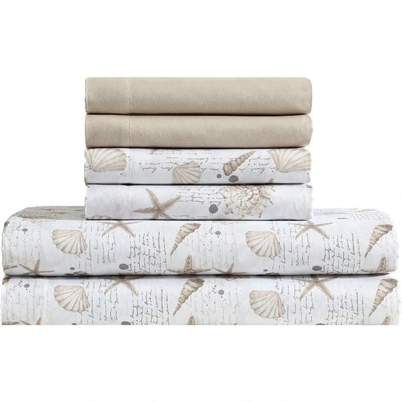 6Piece Sheet Set with cases 12inch Deep Pockets Tropical Beach Coastal ...