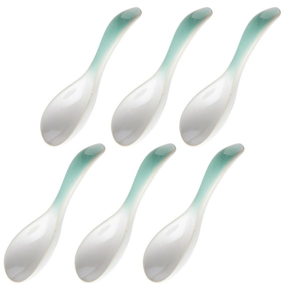 6Pieces Artistic Ceramic Soup Spoons with Smooth Glazes Surfaces ...