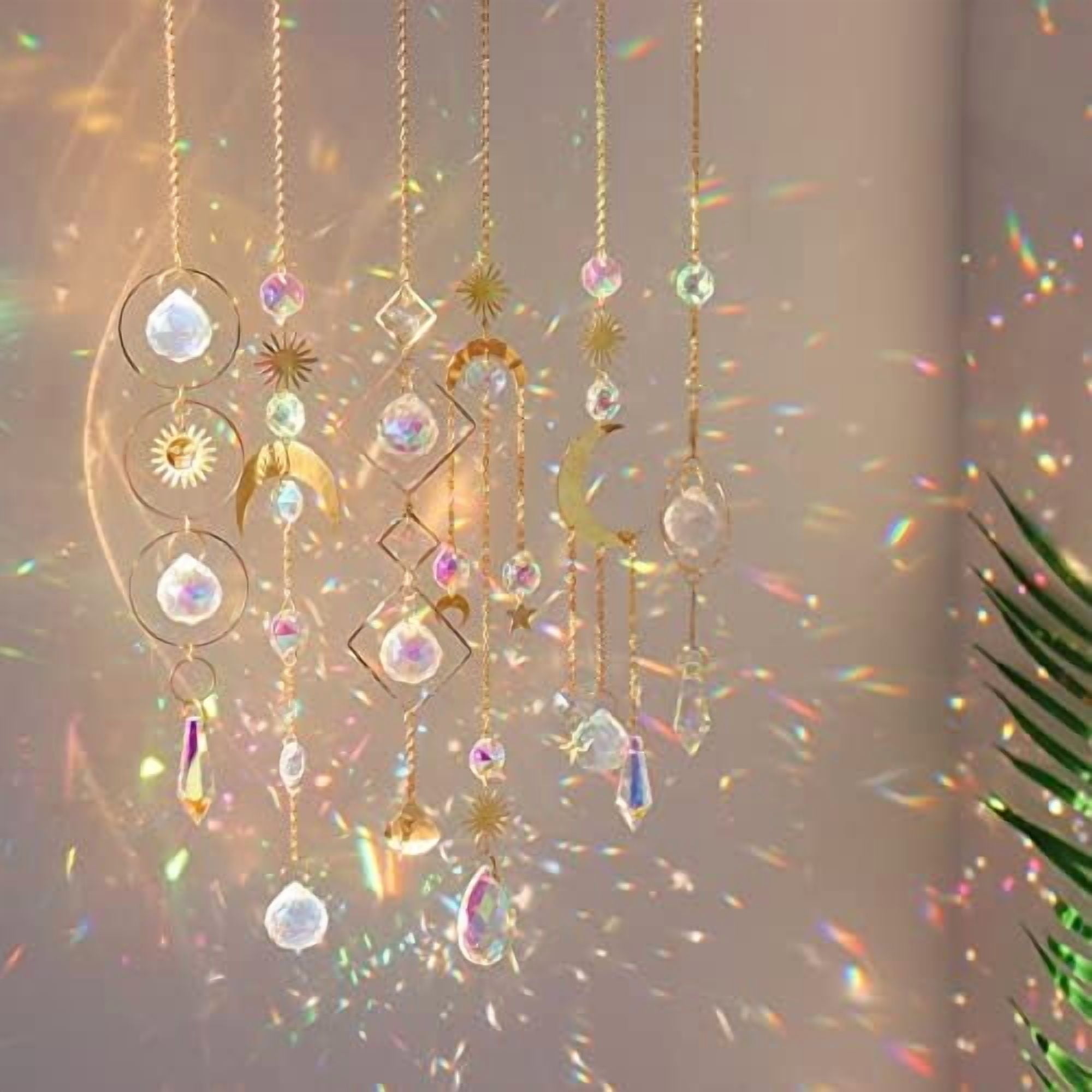 6Pieces Colorful Crystals Suncatcher Hanging Sun Catcher with Chain ...