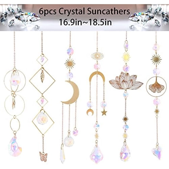 6Pieces Colorful Crystals Suncatcher Hanging for Window Crystal Ball ...