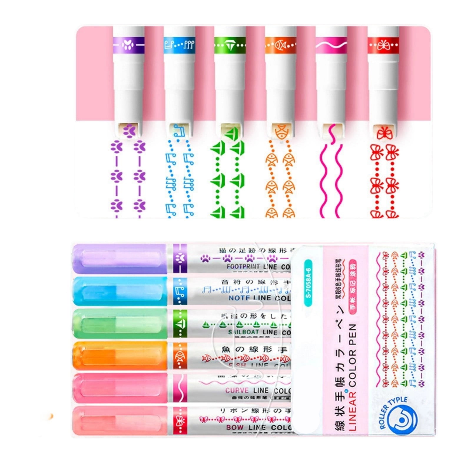 6Pieces Curves Highlighters Leakproof Pens For Note Taking Hand ...