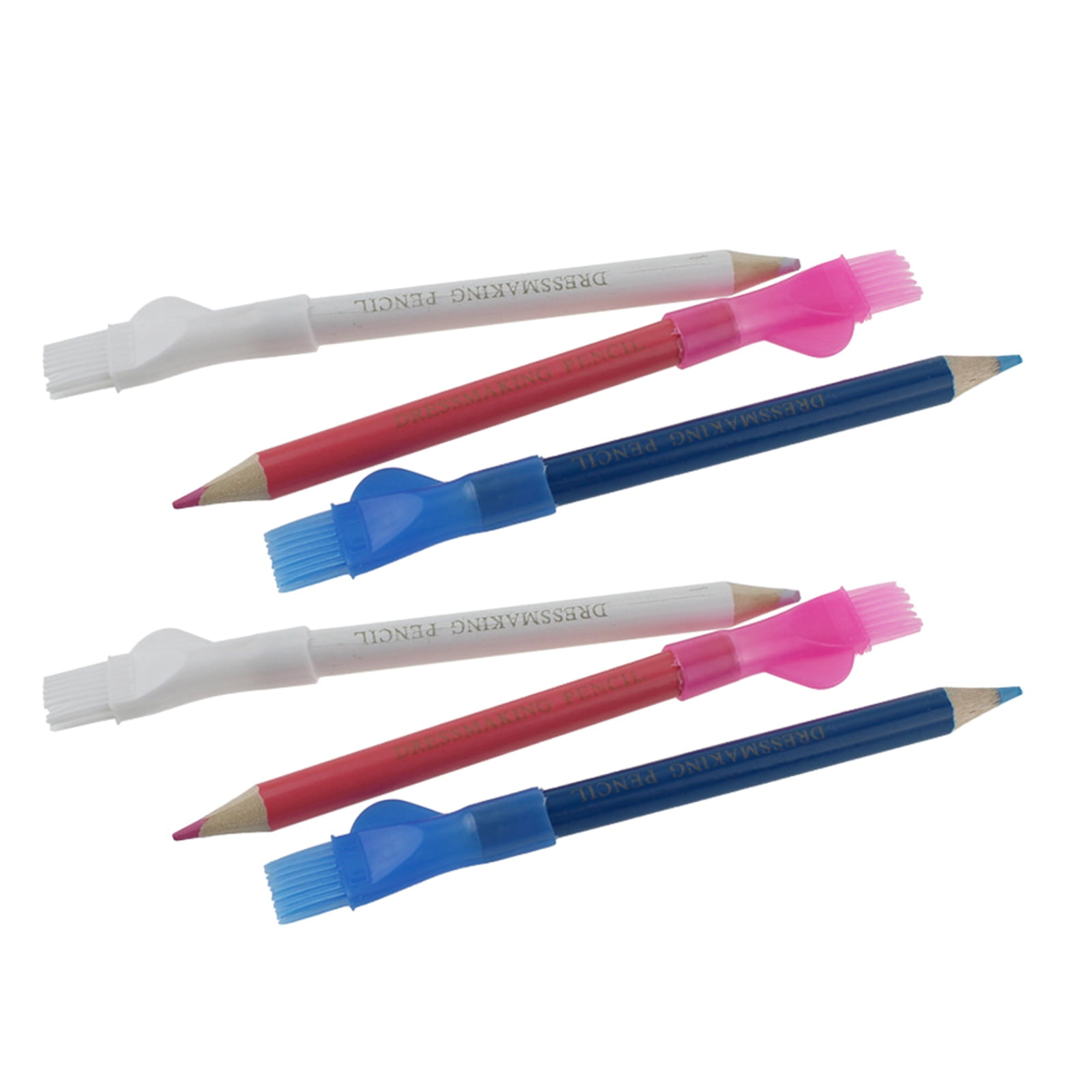 6Pieces Fabric Sewing Pencils with Brush Top Erasable Sewing Mark ...