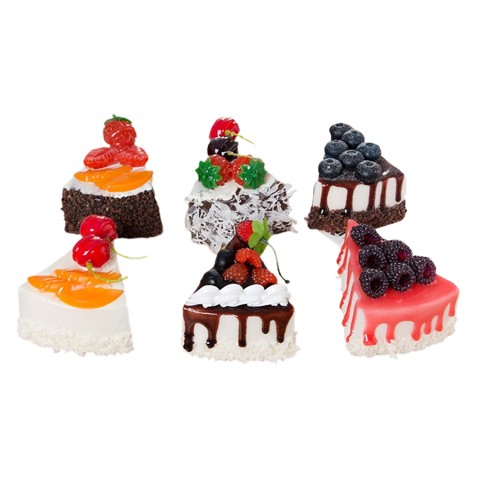 6Pieces Faux Slice Cake Decoration Faux Dessert Replica on Display in ...