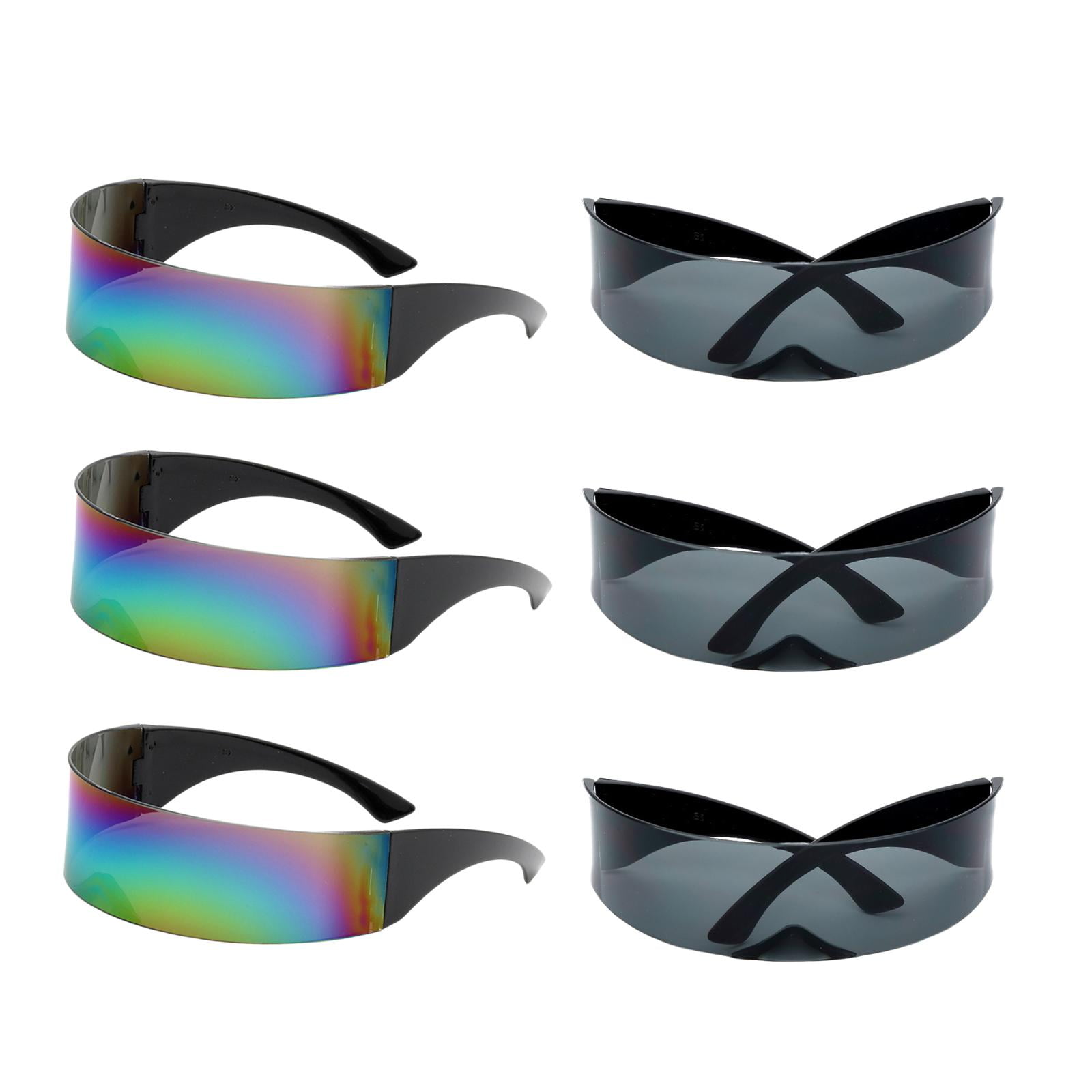6Pieces Funny Futuristic Mirrored Single Lens Visor Sunglasses Cosplay ...