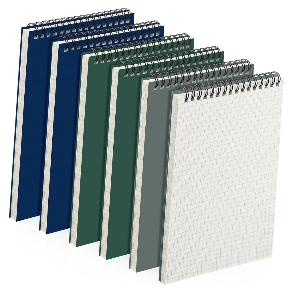 6Pieces Hardcover Gridded Notebooks with 70Sheets Twin Coil Binding ...