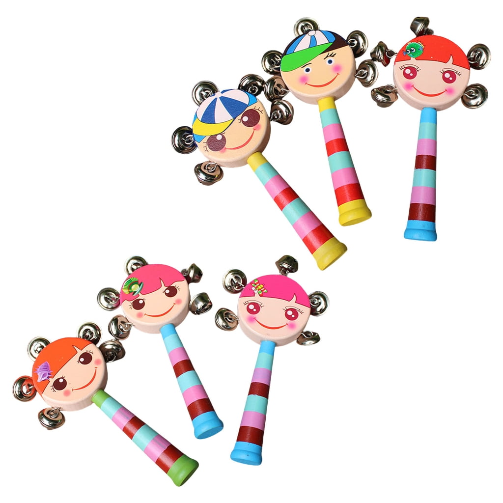 6Pieces Infant Cartoon Rattle Drum Toy For Sensory Play And Fine Motor ...