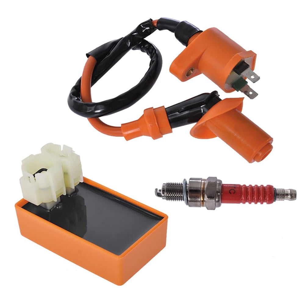 6Pin AC CDI Box+Ignition Coil+Spark Plug For GY6 50-150CC Motorcycle ...