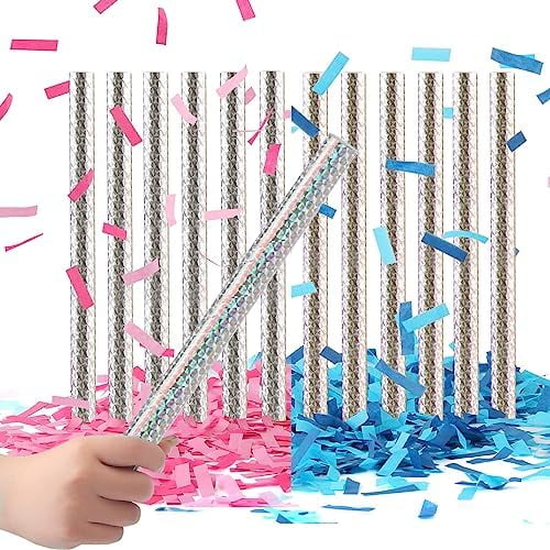 6Pink+6Blue Gender Reveal Confetti Sticks, Confetti Shoot Poppers ...
