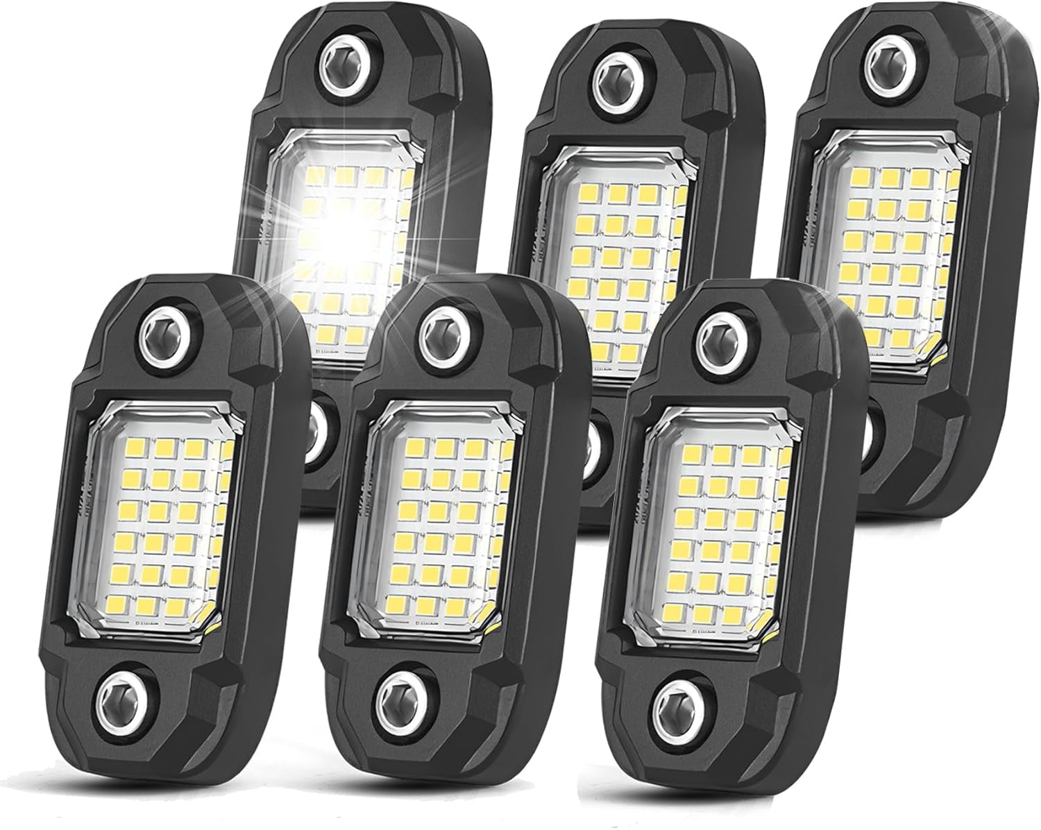 6Pods White Rock Lights 24 LEDs Neon Trail Rig Lamp Underglow Lighting ...