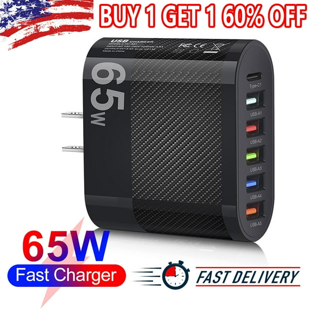 6Port USB Hub Wall Charger Travel Fast Charging Station AC Power ...