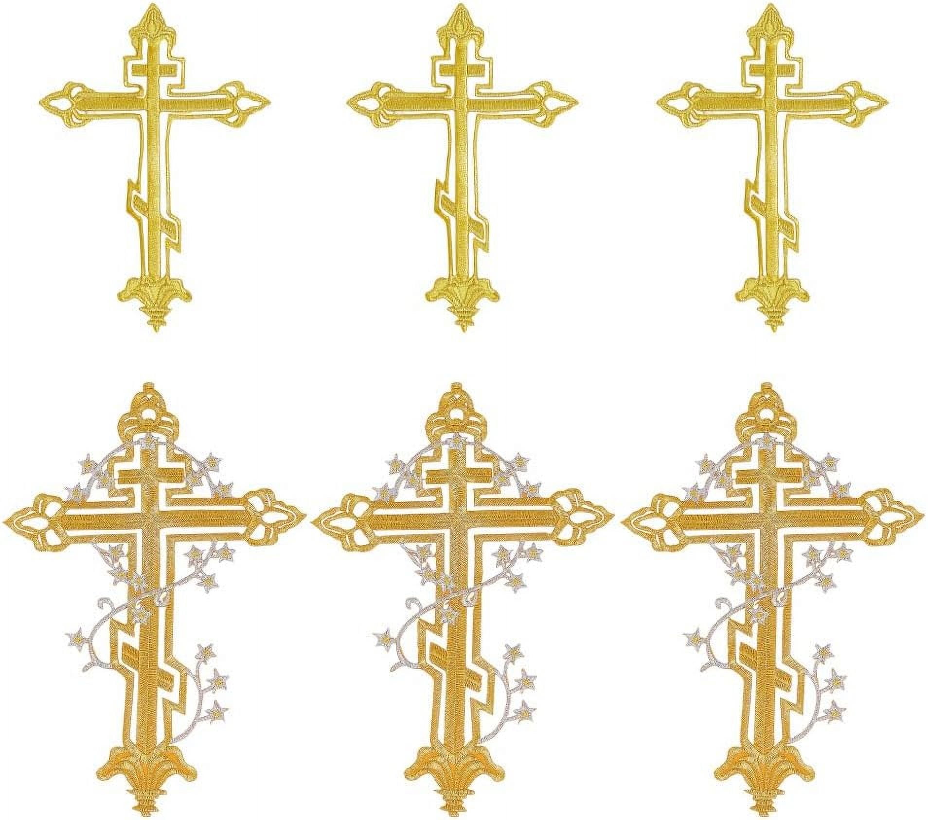 6Psc 2 Styles Golden Cross Patches Decorative Iron on Repair Cross ...