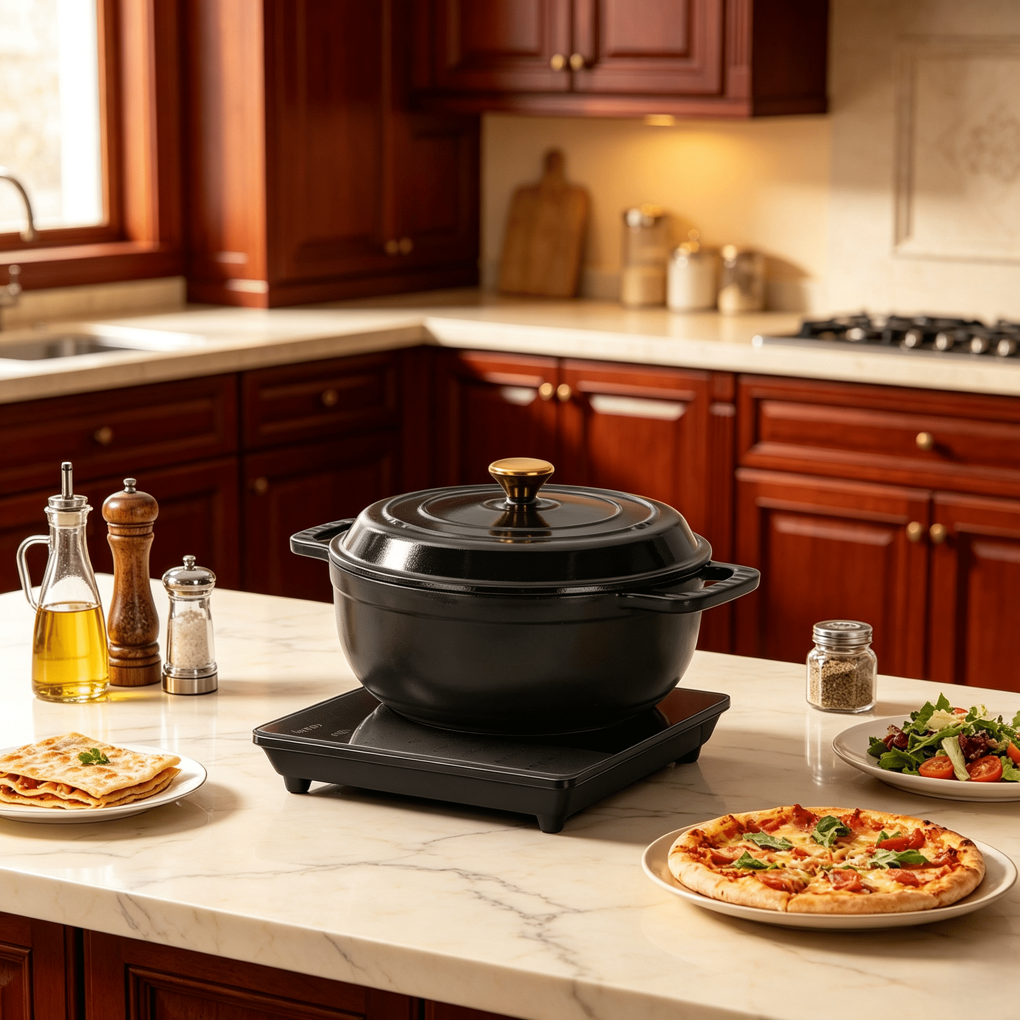 6QT Enameled Cast Iron Dutch Oven Gradient Black Enamel Cooking Pot ...
