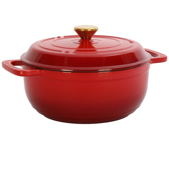 6QT Enameled Cast Iron Dutch Oven, Gradient Red Casserole Pot with Lid ...