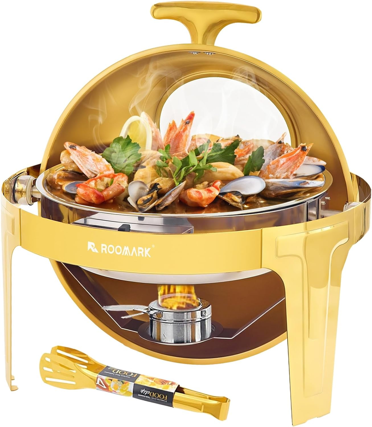 6QT Gold Chafing Dish Buffet Set, Roll Top Gold Chafing Dishes for ...