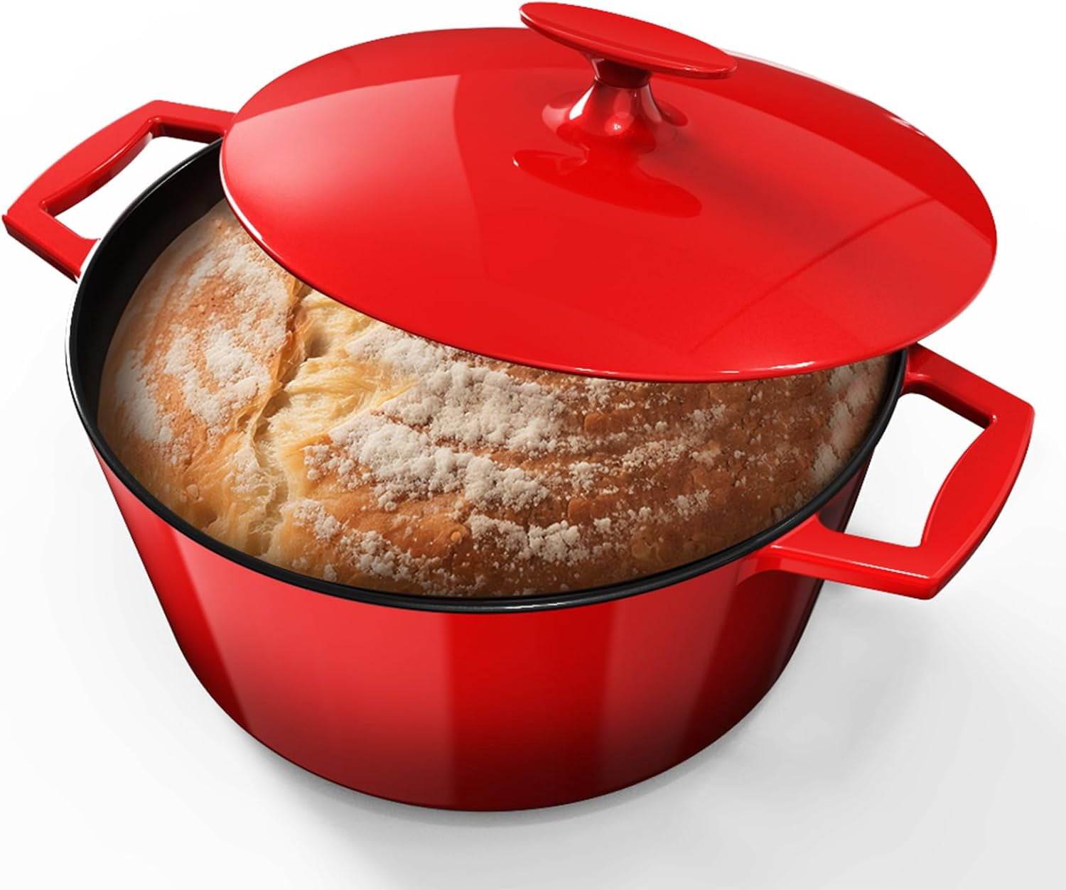 6QT LUX Enameled Cast Iron Dutch Oven Pot with Lid, 7-Layer Enamel ...
