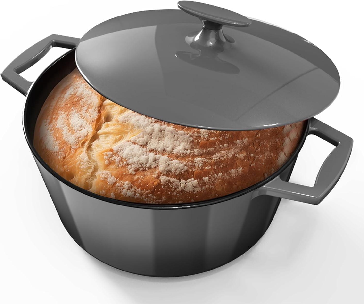 6QT LUX Enameled Cast Iron Dutch Oven Pot with Lid, 7-Layer Enamel ...