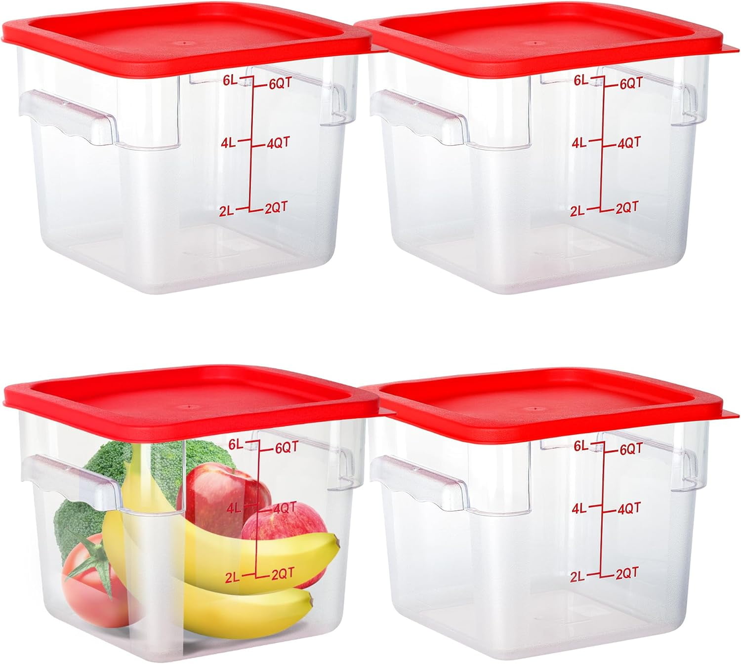 6Qt Food Storage Containers with Lids, Polycarbonate Square Commercial ...