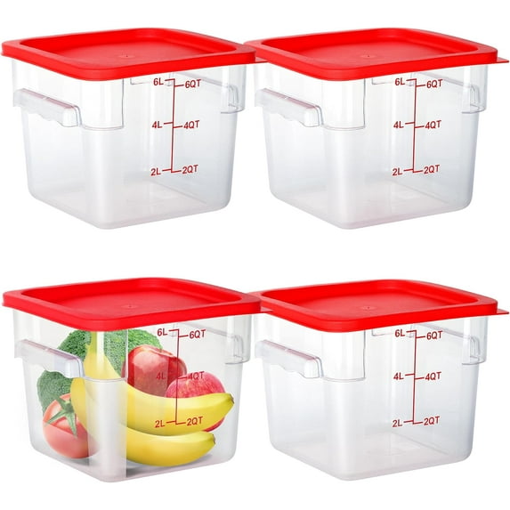 6Qt Food Storage Containers with Lids, Polycarbonate Square Commercial ...