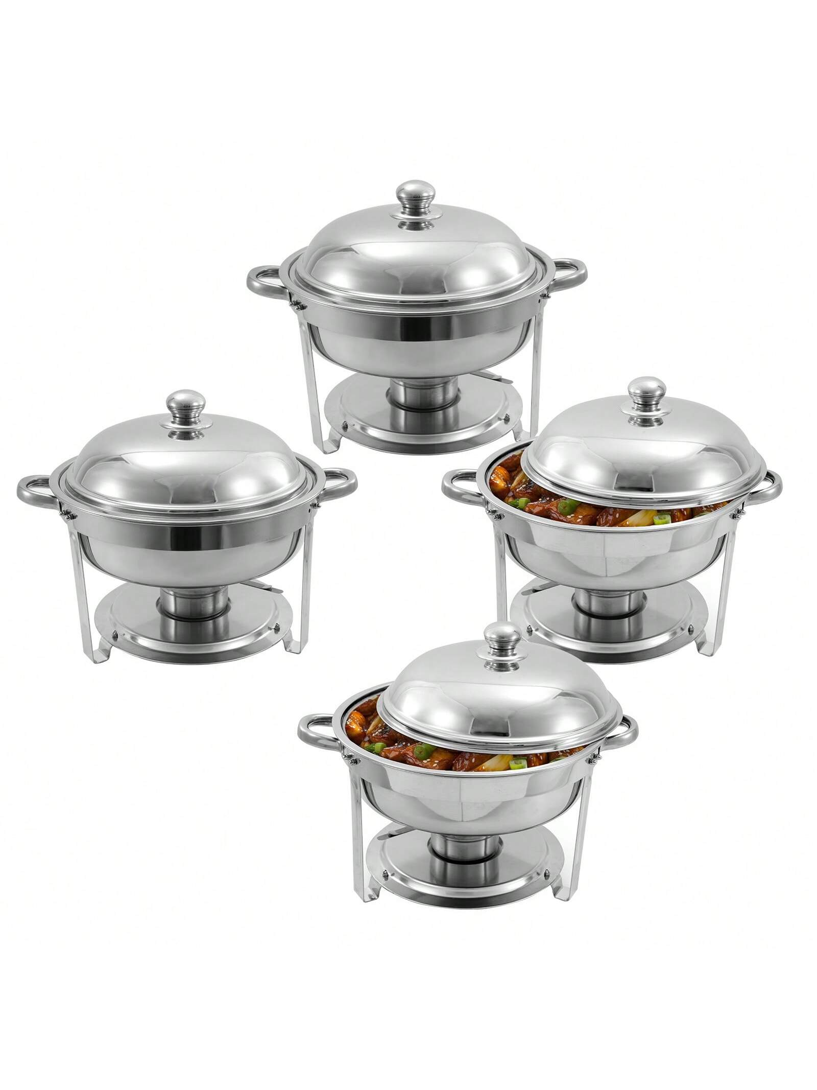 6Qt Round Chafing Dish Buffet Set,2/4/6/8 Pack Stainless Steel Round Chafers And Buffet Warmers ...