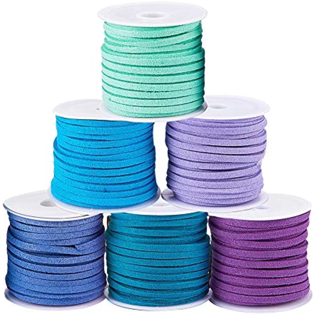6Rolls Flat Faux Suede Leather Lace 3mm Micro-Fiber Leather String Cord ...