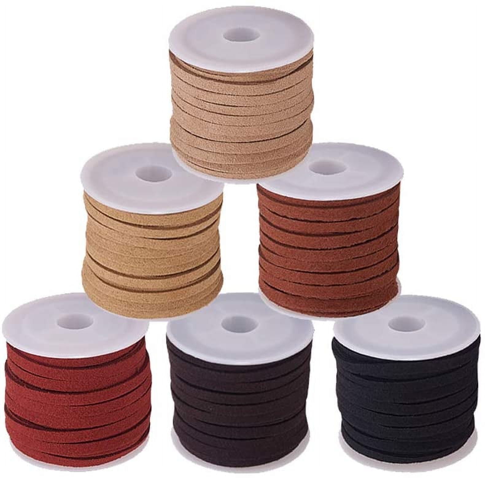 6Rolls Flat Faux Suede Leather Lace 4mm Micro-Fiber Leather String Cord ...