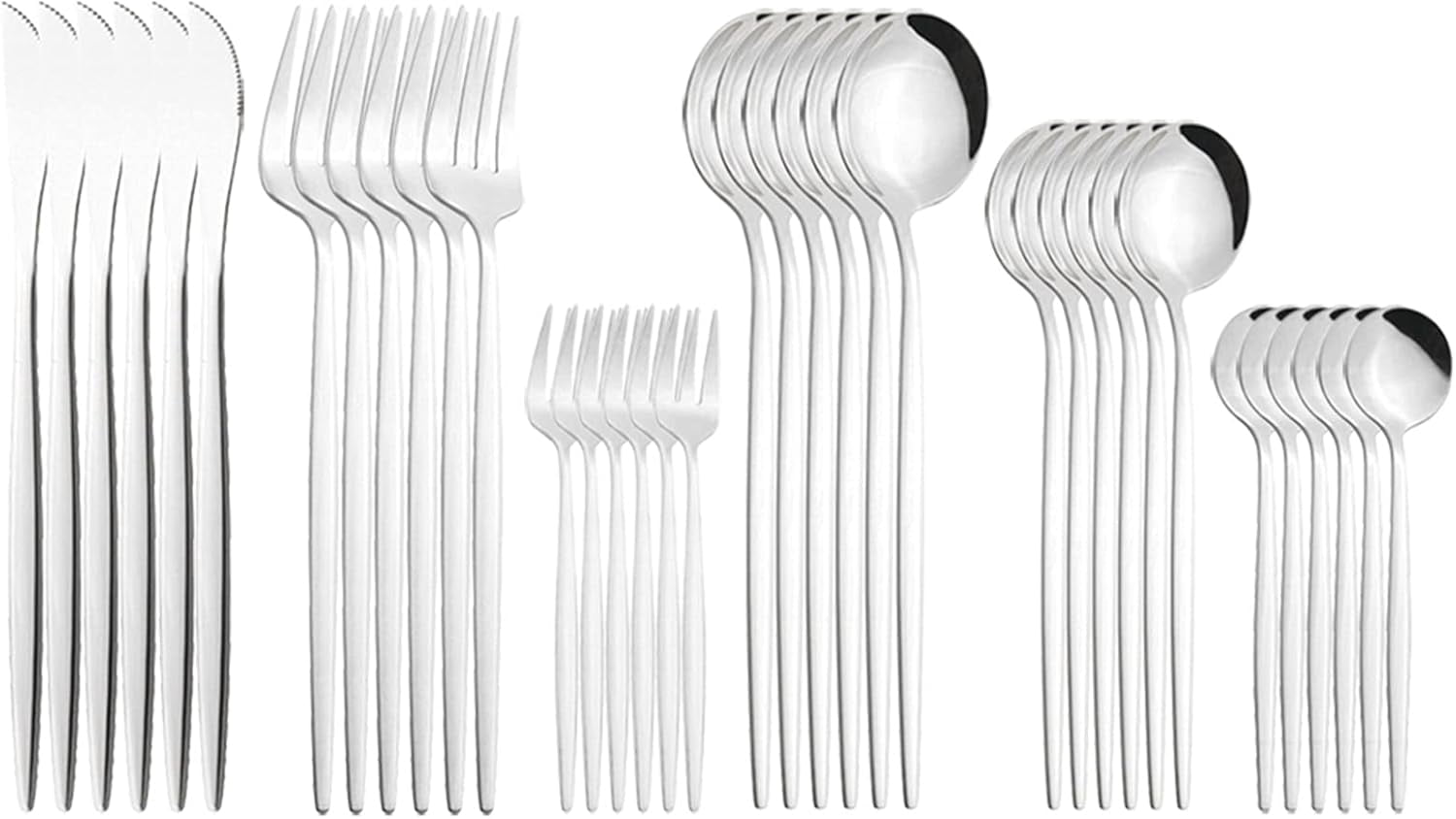 6Set/36Pcs Pink Gold Tableware Cutlery Set Knives Cake Fruit Fork Spoon ...