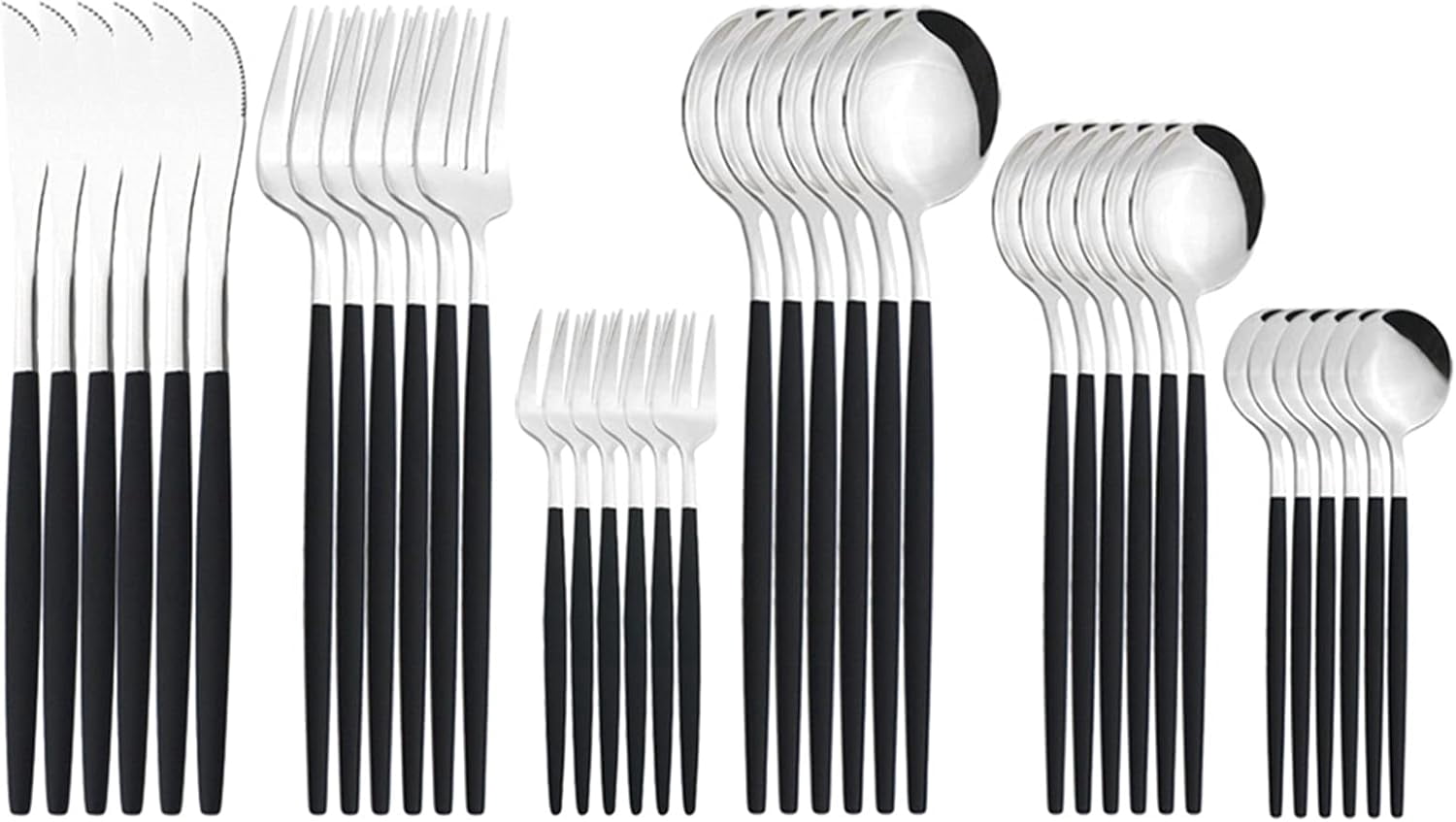 6Set/36Pcs Pink Gold Tableware Cutlery Set Knives Cake Fruit Fork Spoon ...