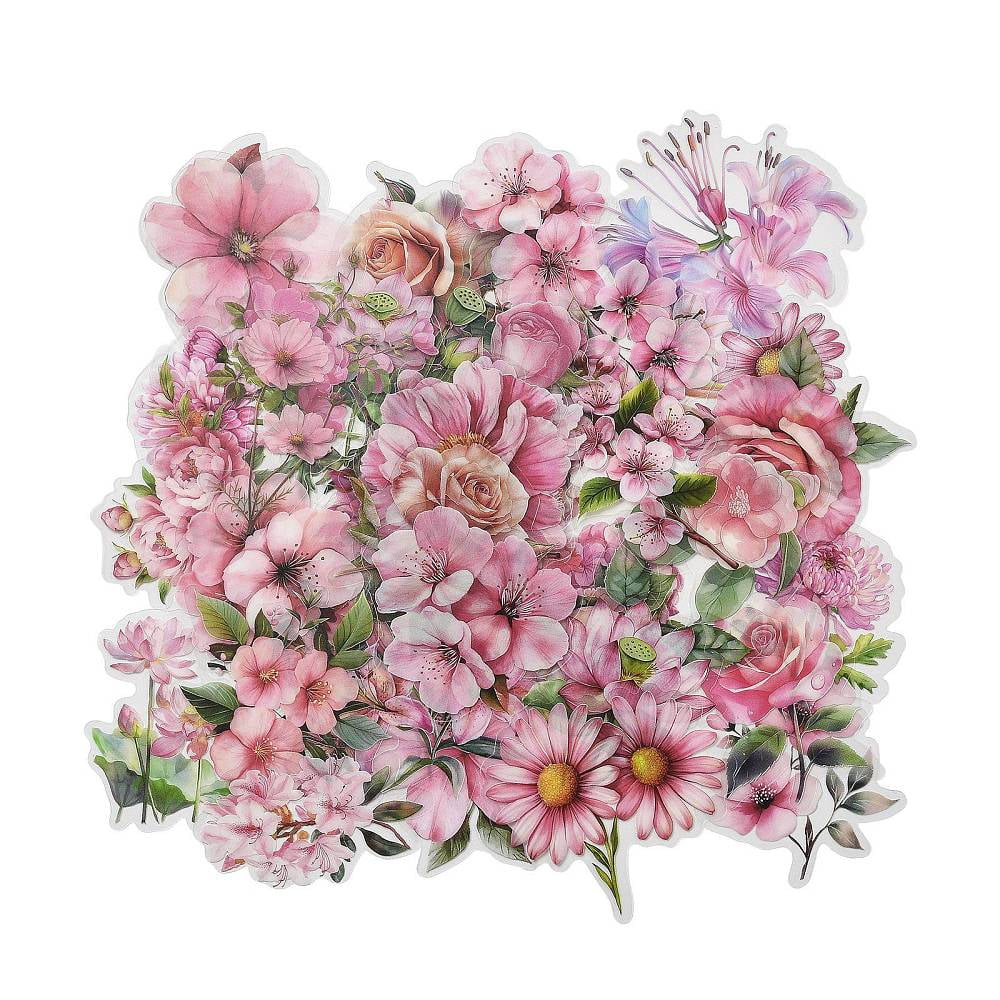 6Set 50Pcs Flower PVC Waterproof Stickers Self-adhesive Decals for ...