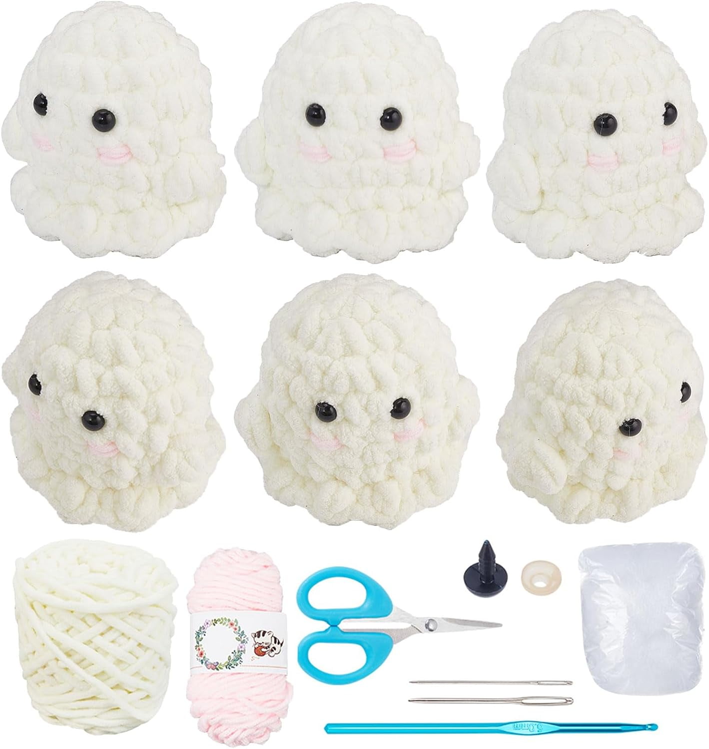 6Set DIY Ghost Crochet Kit for Beginners Cute Ghost Starters Crochet ...