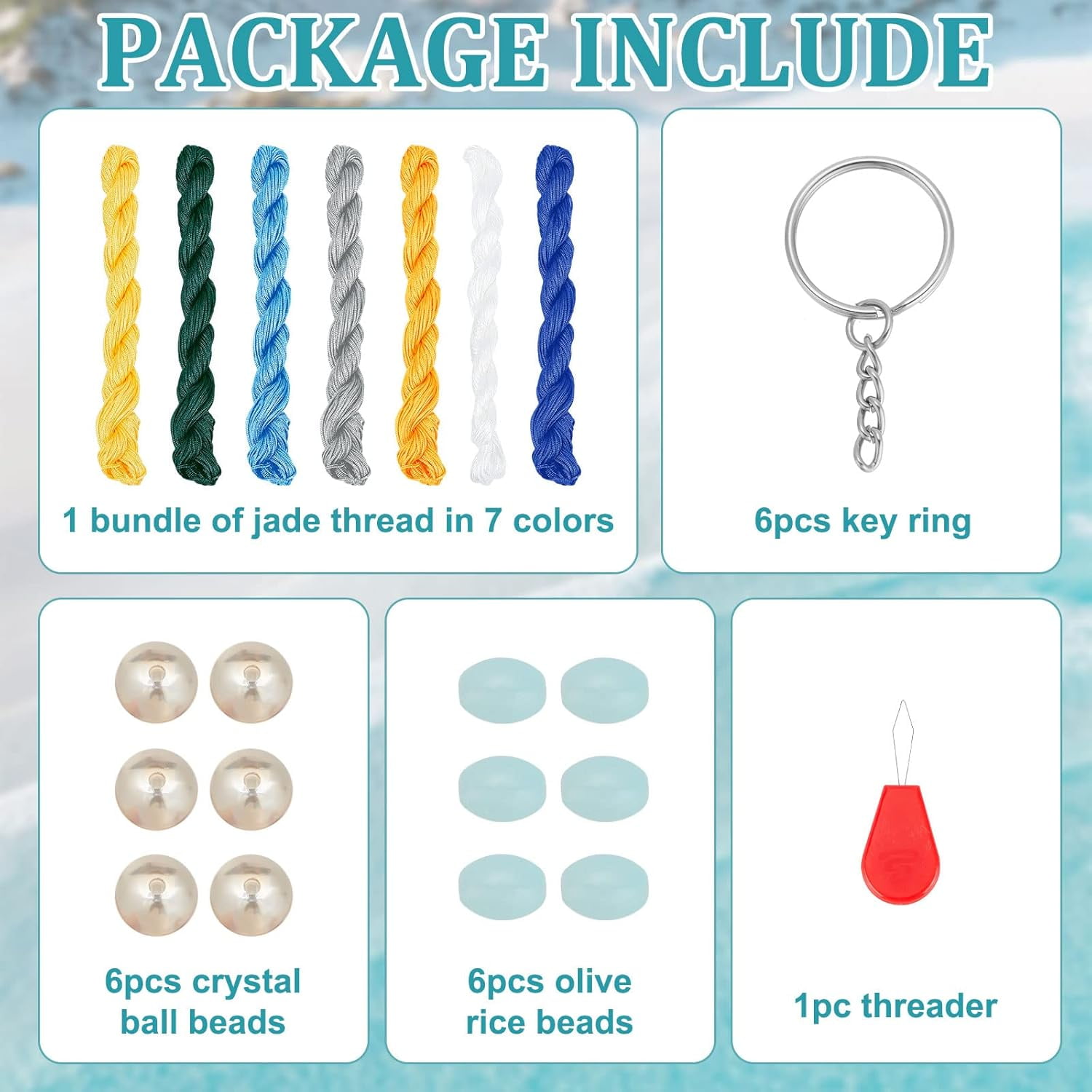 6Set Macrame Keychain Kit Shell Pattern Boho Keychain Ornament Macrame ...