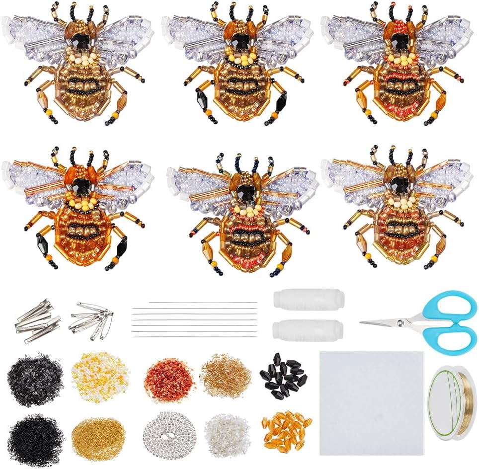 6Sets Bee Handmade Beaded Rhinestone Patches Kit Sew on Crystal Bee ...