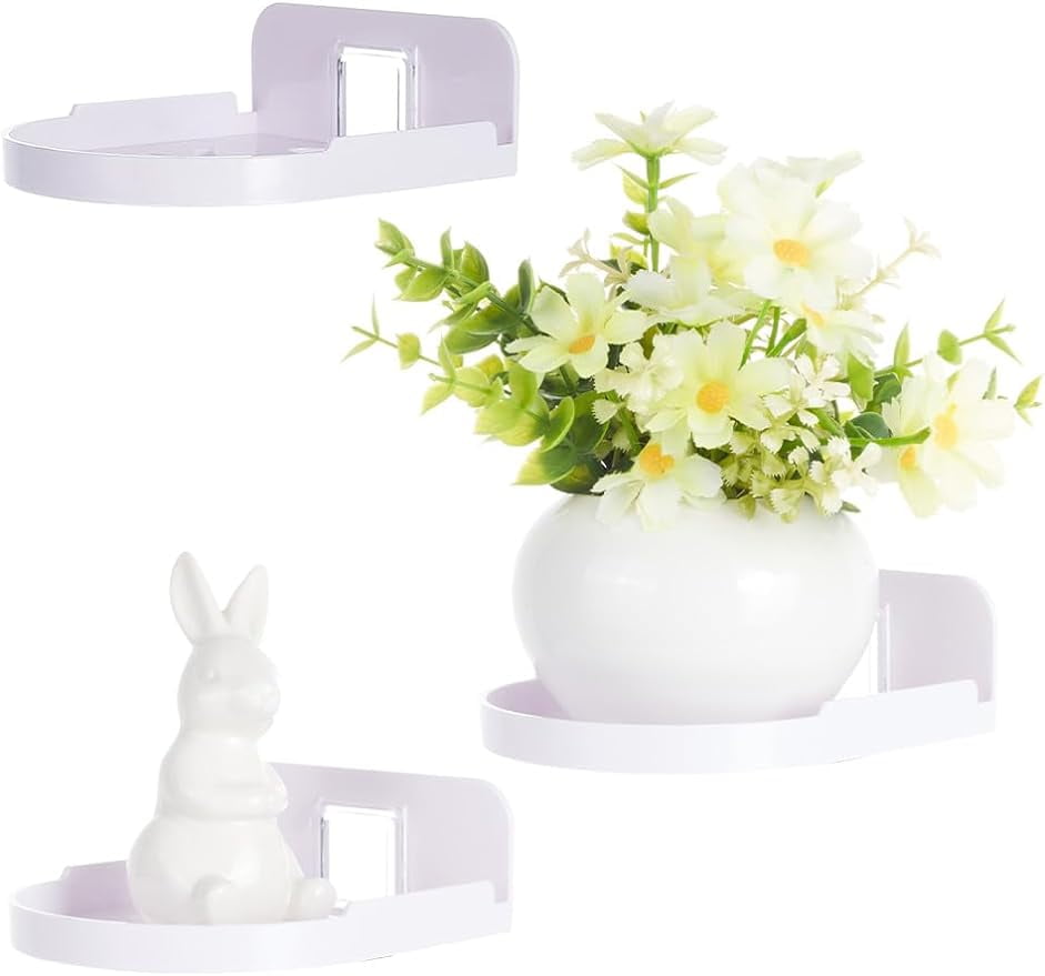 6Sets Wall Shelves Small Adhesive Floating Shelves Plastic White ...