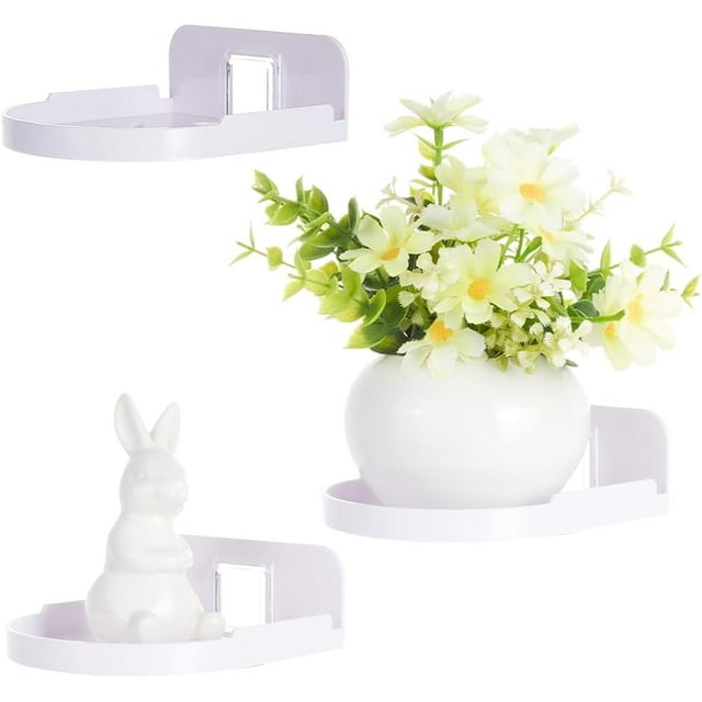 6Sets Wall Shelves Small Adhesive Floating Shelves Plastic White ...