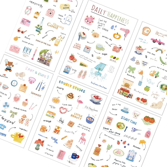 6Sheets Artistic Scrapbooking Sticker Waterproof PET Sticker for ...