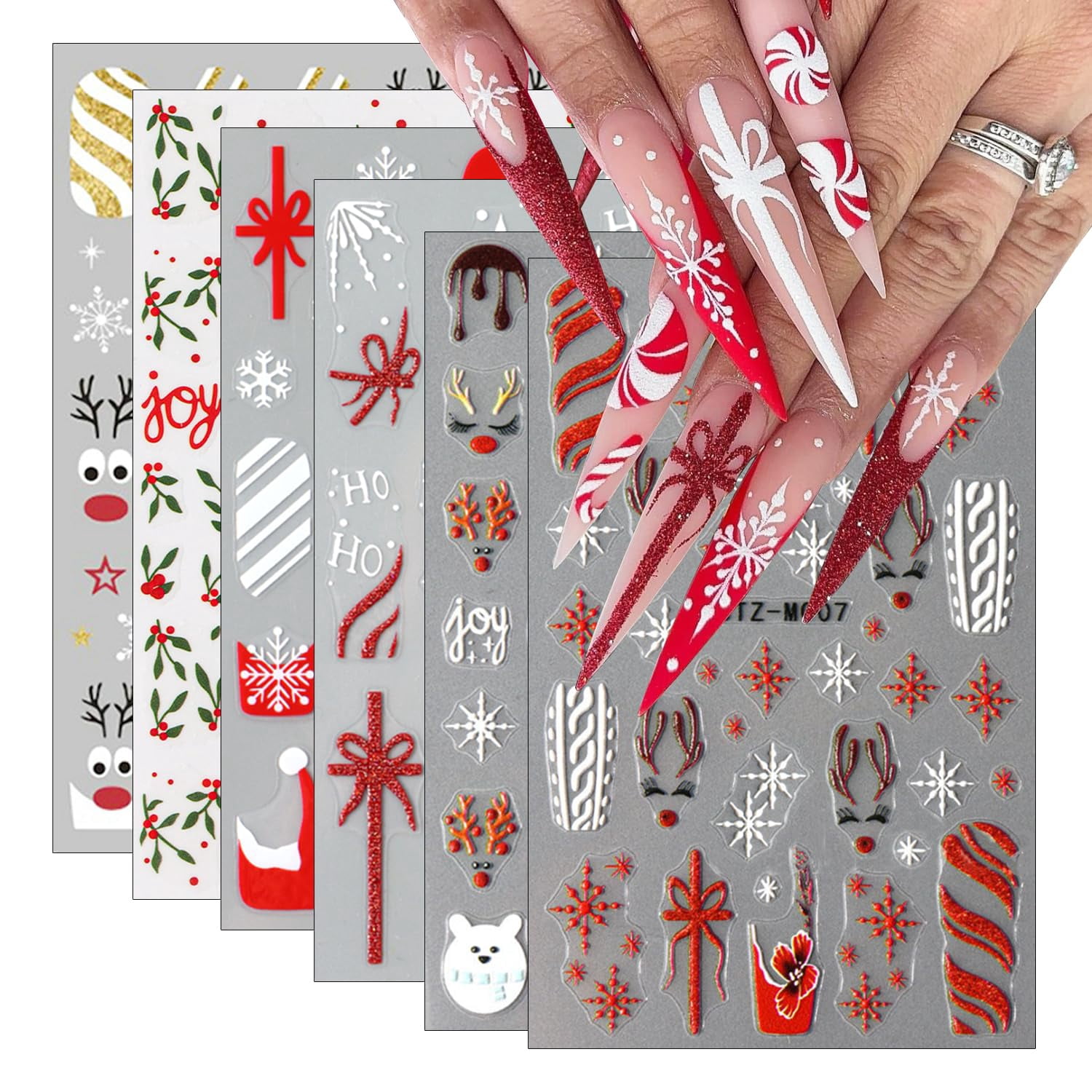 6Sheets Christmas Stickers for Art, Snowflake Art Stickers Cute Elk ...
