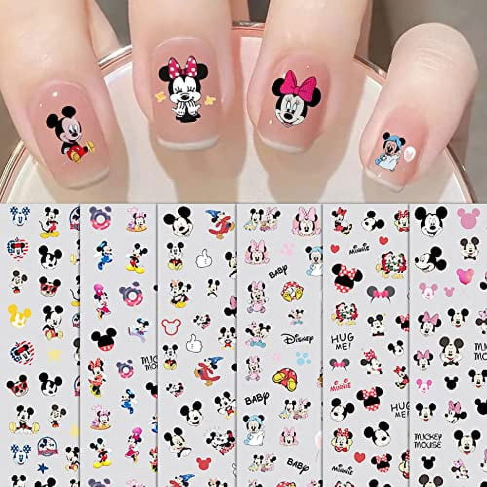 6Sheets Mickey Nail Art Stickers Minnie Nail Decals Cute Kawaii Cartoon ...