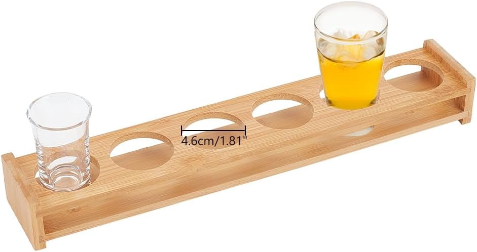 6Shot Glass Tray Holder Bamboo Moccasin Large Aperture Shot Glass Tray ...