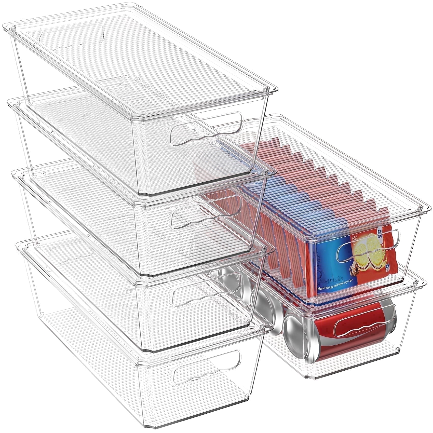 6 Pack Large Clear Plastic Storage Bins with Handles, Stackable Multi ...