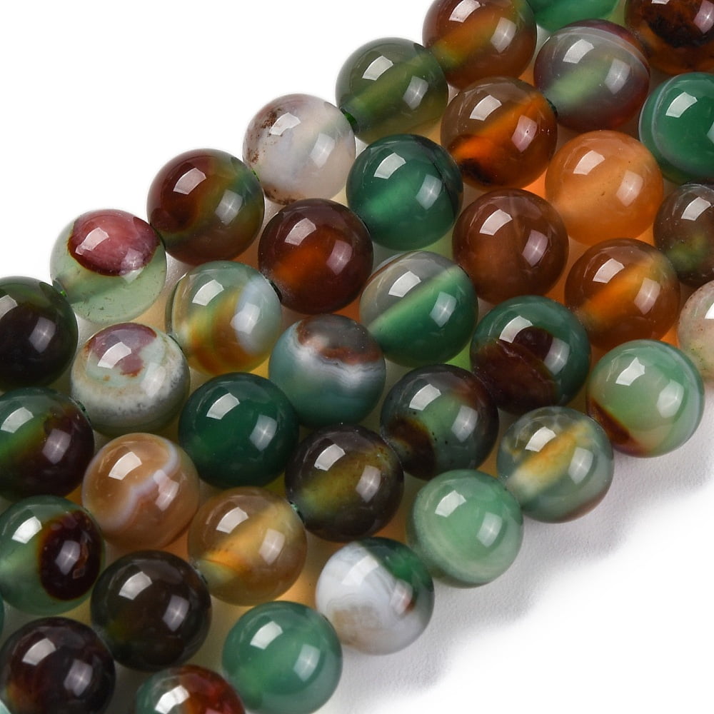 6Strand Natural Striped Agate/Banded Agate Beads Strands Dyed Round ...