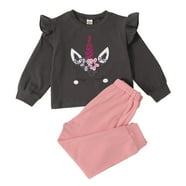 Tisuna Toddler Outfit Set Girls Size 10-11 Years Grey Letter Print Cute ...